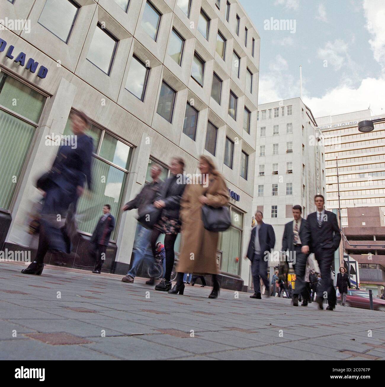 Leeds city centre busy with office workers, in 1996. West Yorkshire ...