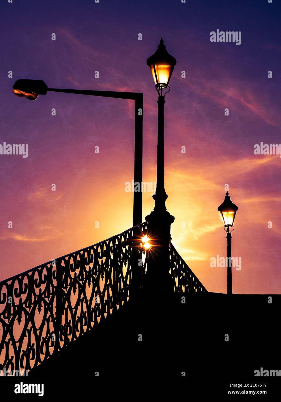 Street lights at sunset Stock Photo - Alamy