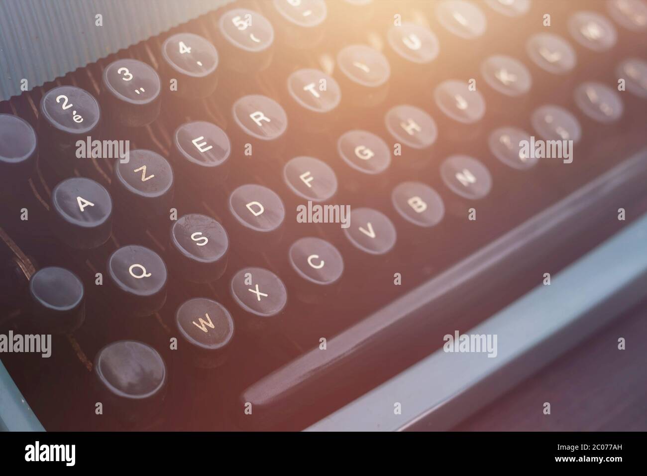 Detail of old vintage blue typewriter Stock Photo - Alamy