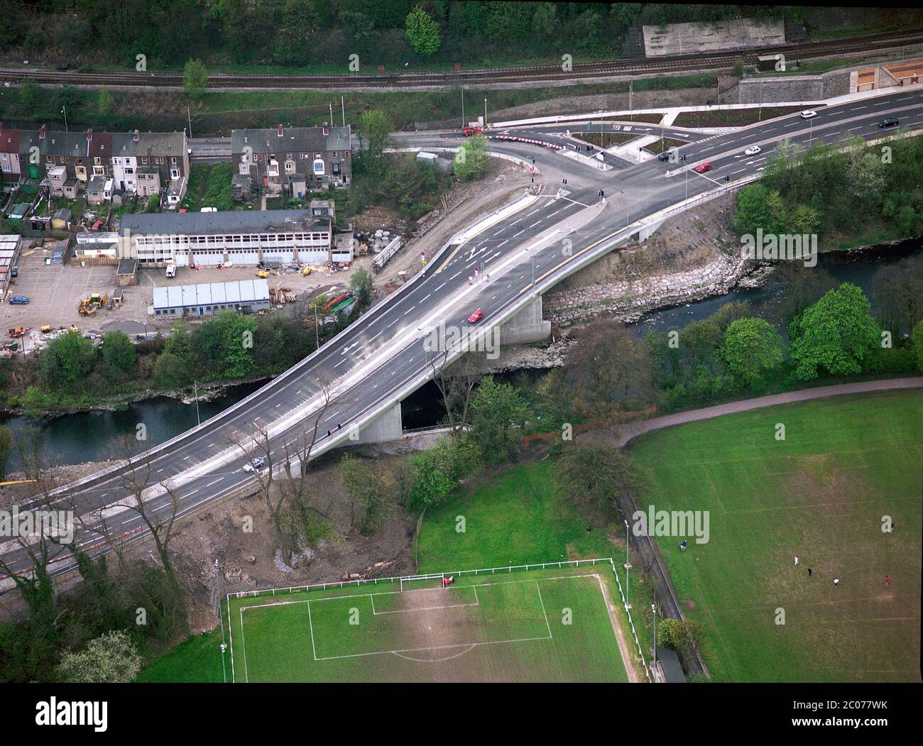 1996, aerial views of the construction of the Pontypridd Bypass, South ...