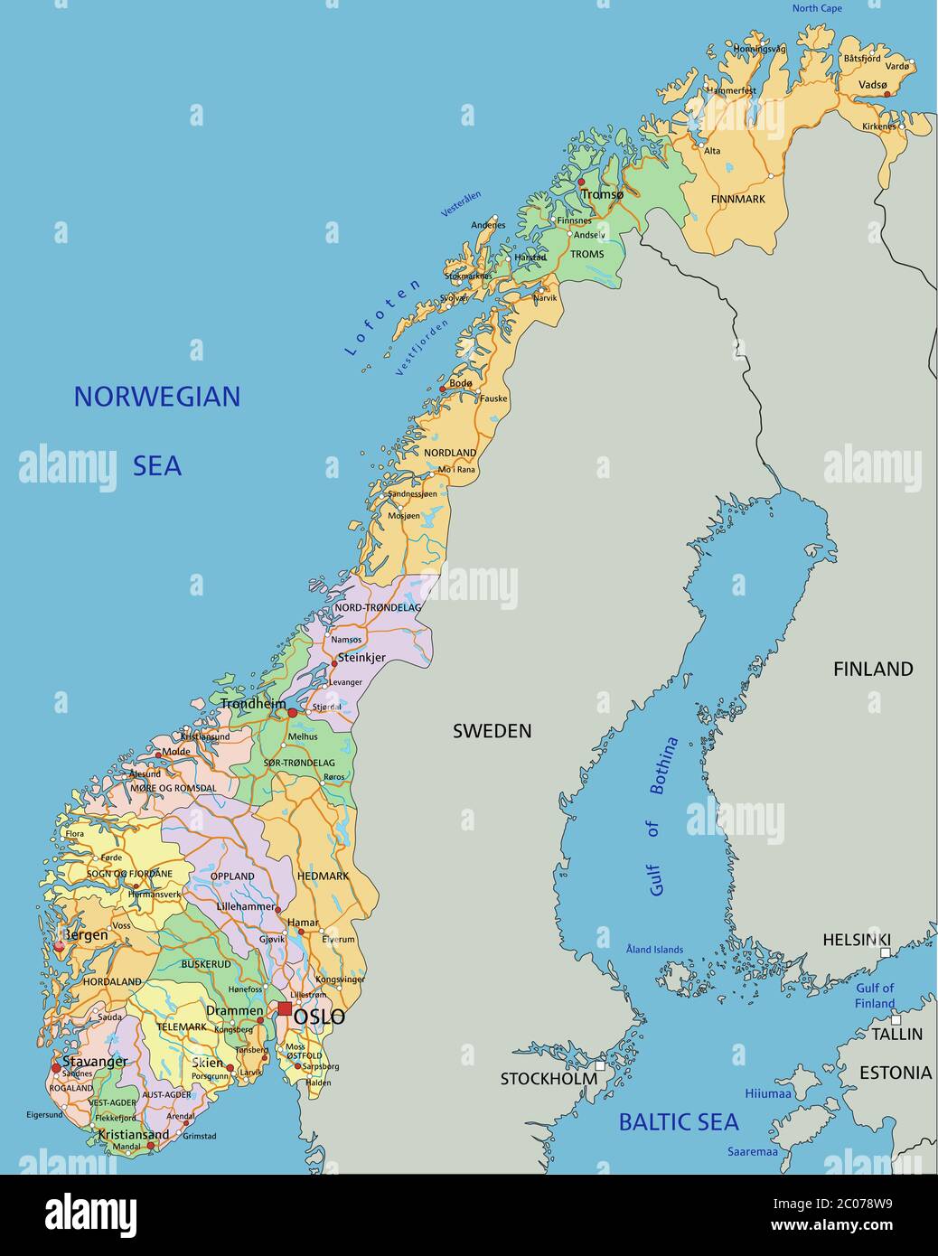 Norway political map capital oslo hi-res stock photography and images ...