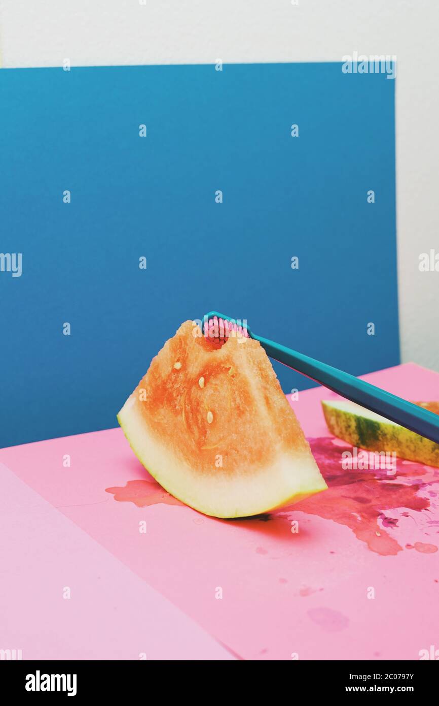 Watermelon slice with teeth bite hi-res stock photography and images ...