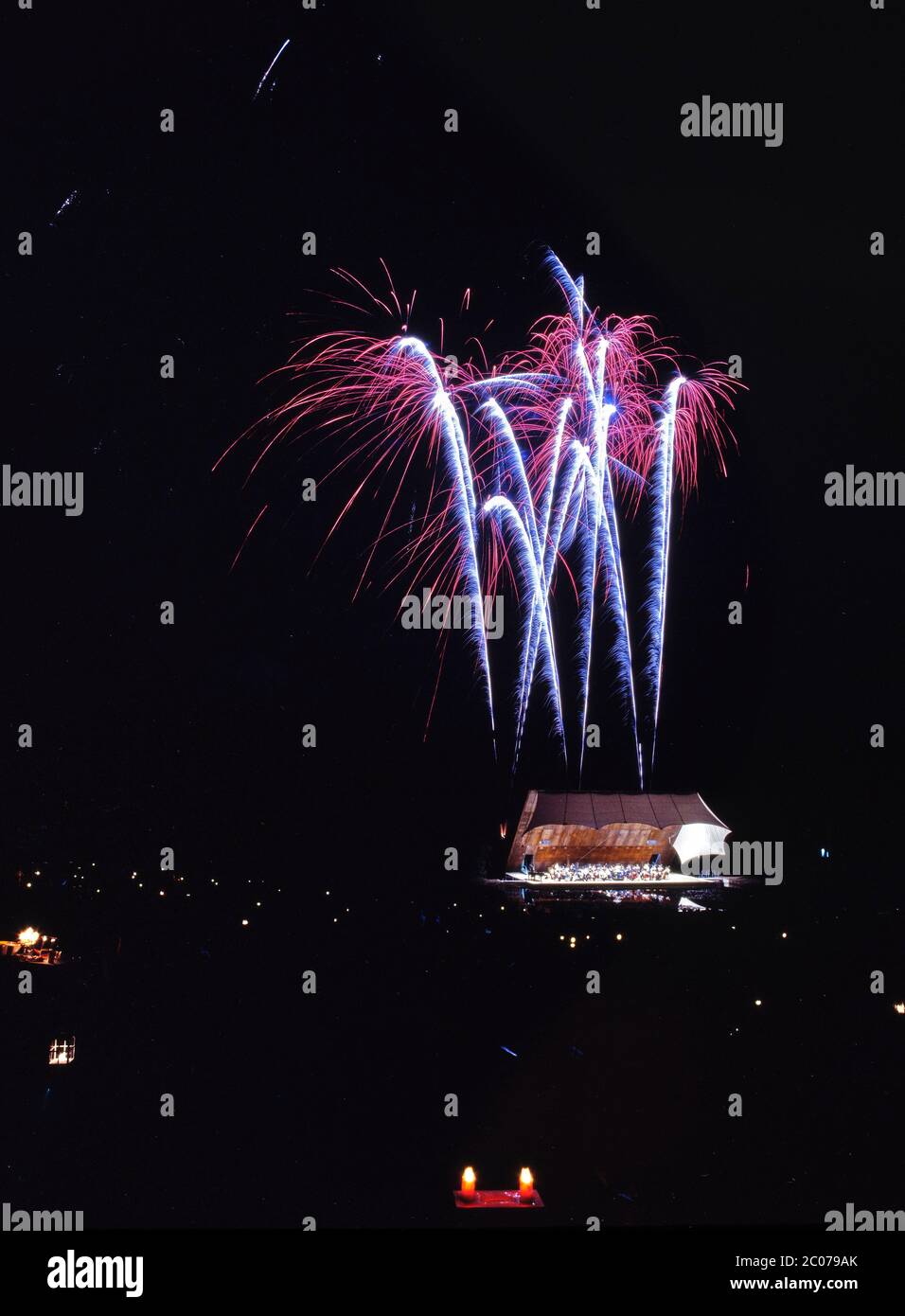 Fireworks on opening night. Crystal Palace Bowl, LONDON, United Kingdom ...