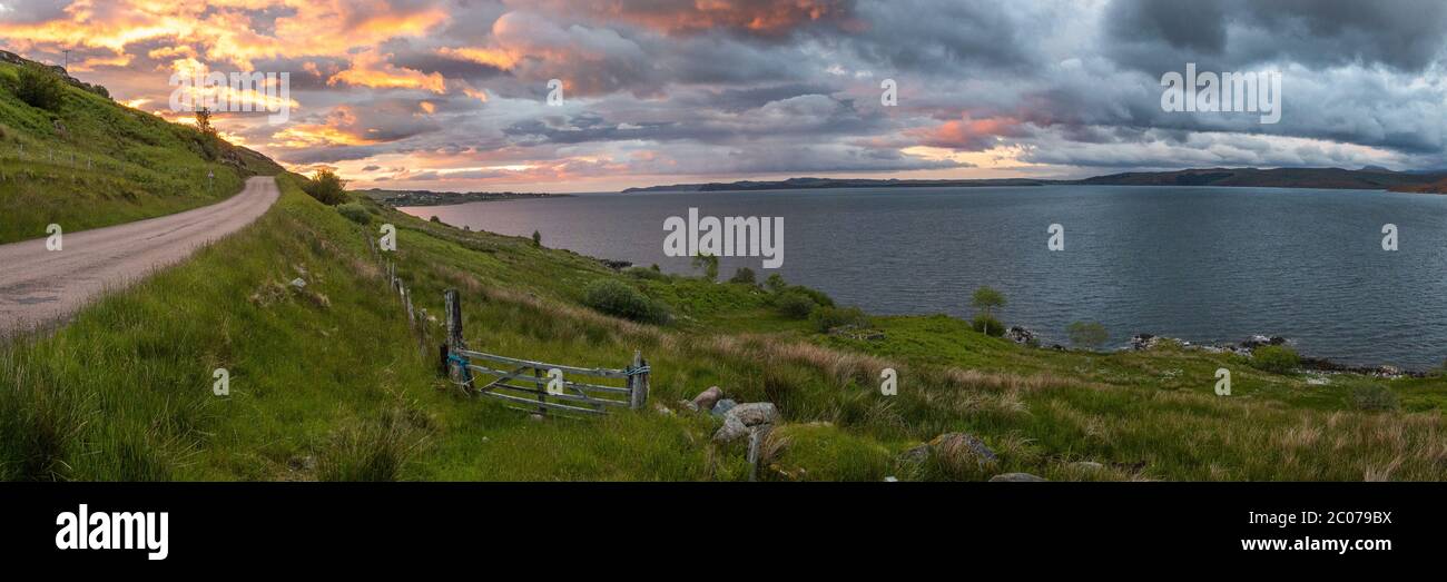 Sunset across Loch Ewe from the southern side, by the B8057, Wester ...