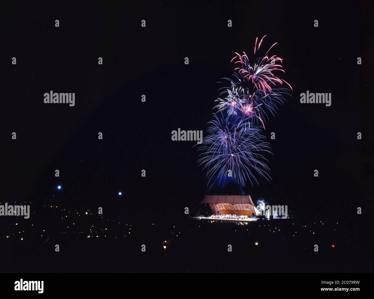 Fireworks on opening night. Crystal Palace Bowl, LONDON, United Kingdom ...