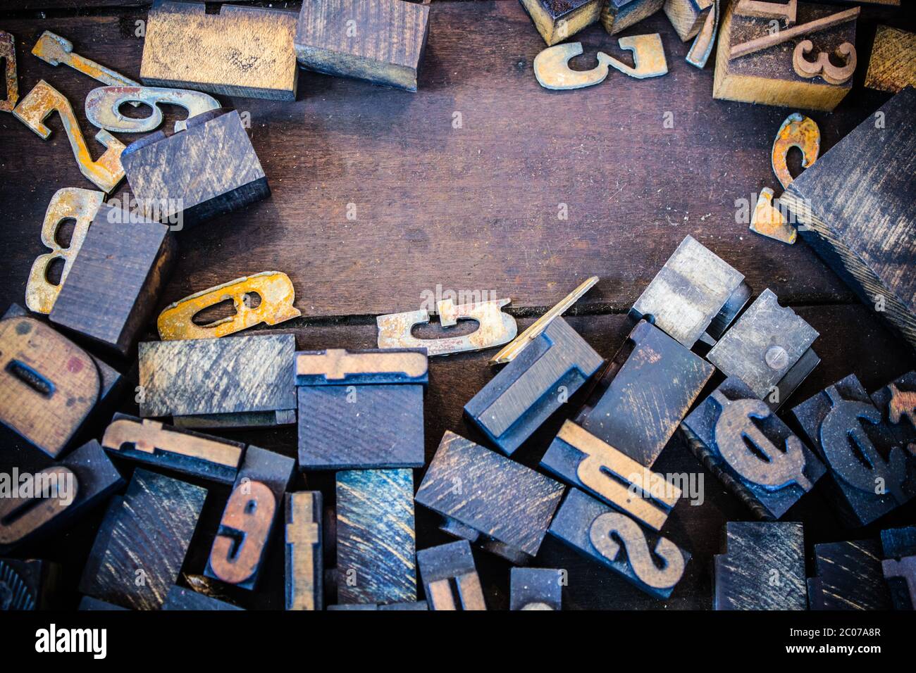Vintage Letterpress Numbers and Letters Stock Photo - Alamy