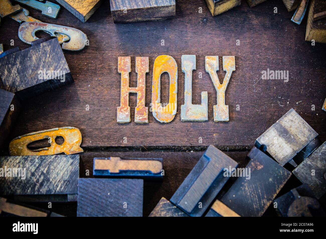 Holy Concept Rusty Type Stock Photo - Alamy