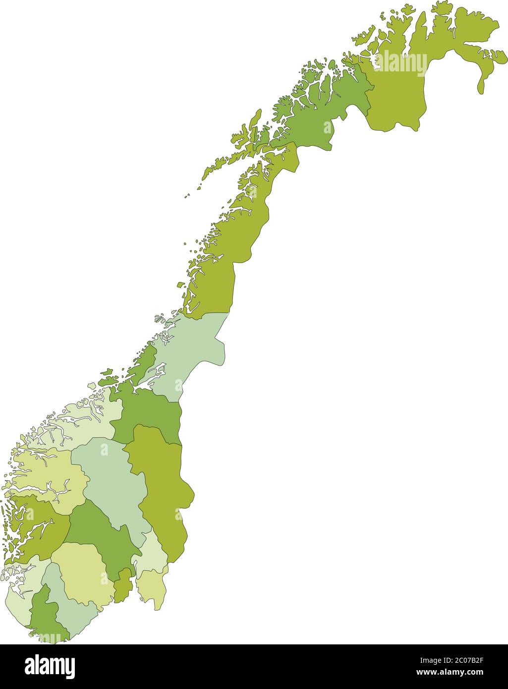 Highly detailed editable political map with separated layers. Norway ...