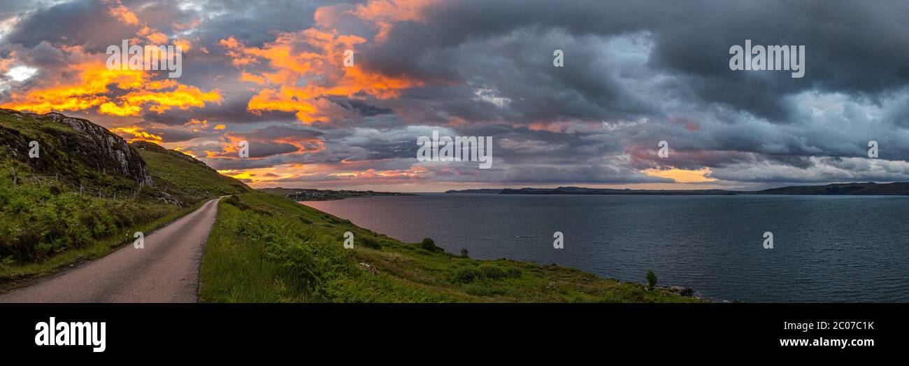Sunset across Loch Ewe from the southern side, by the B8057, Wester ...
