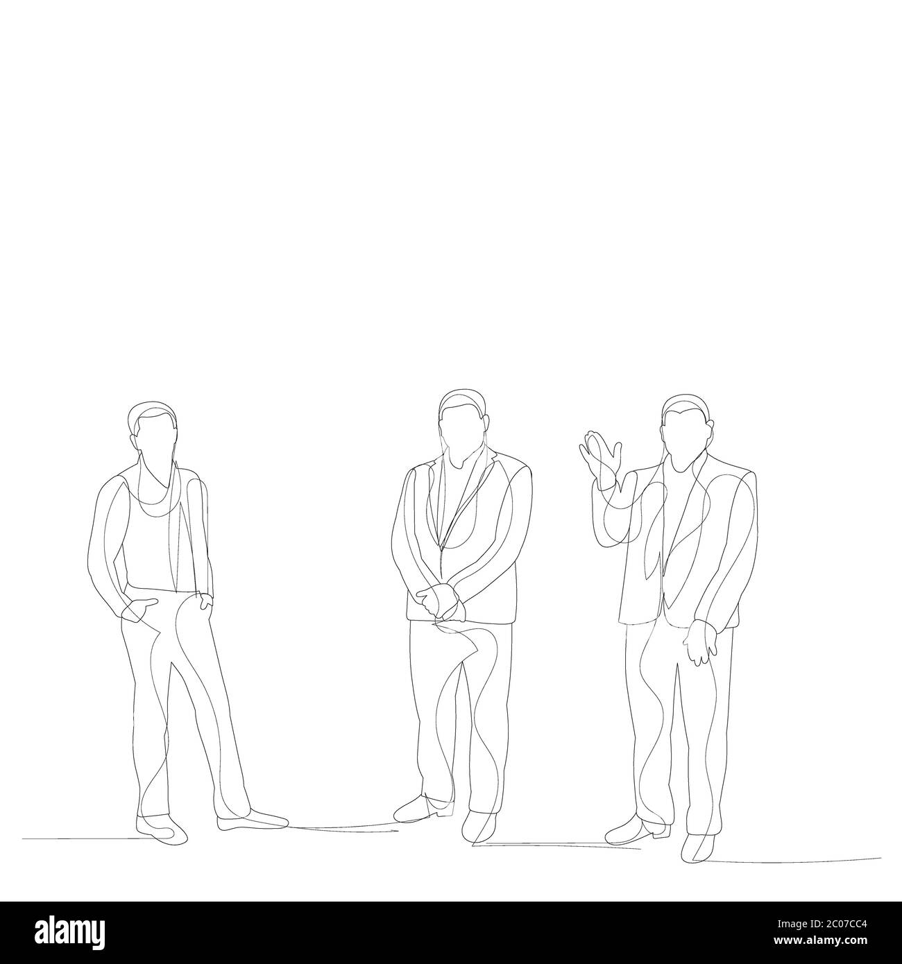 vector, on a white background, a line drawing of a man standing Stock ...