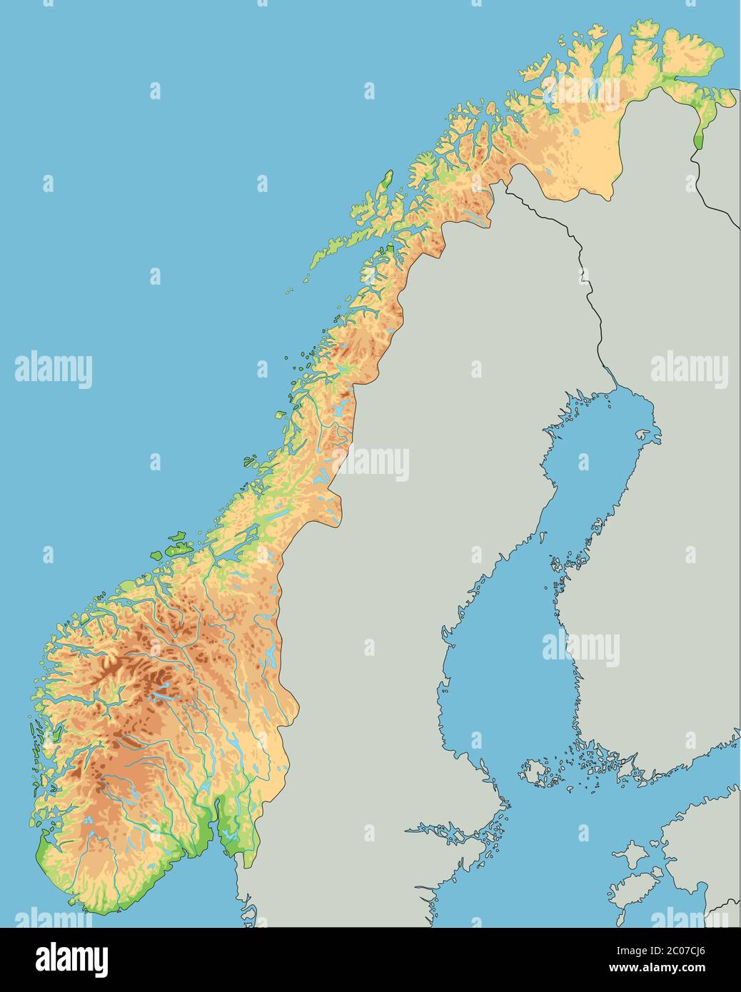 High detailed Norway physical map Stock Vector Image & Art - Alamy