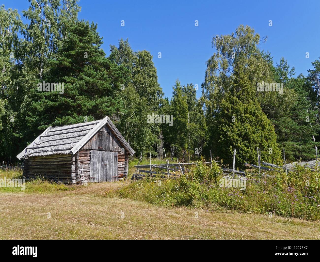 wooden hut in sweden Stock Photo - Alamy