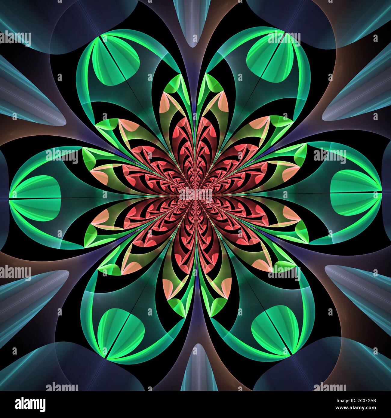 Fabulous symmetrical pattern of the leaves. Computer generated graphics ...