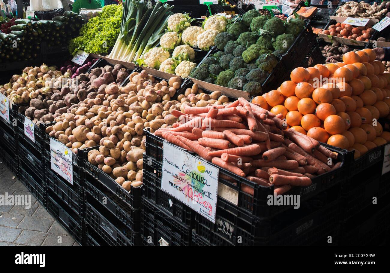 Fruits and Vegetables at the market in Ponta Delgada, Sao Miguel Island ...