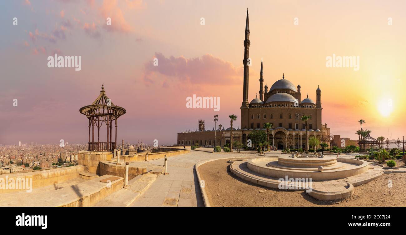 Cairo Citadel, the Great Mosque view, sunset panorama, Egypt Stock ...