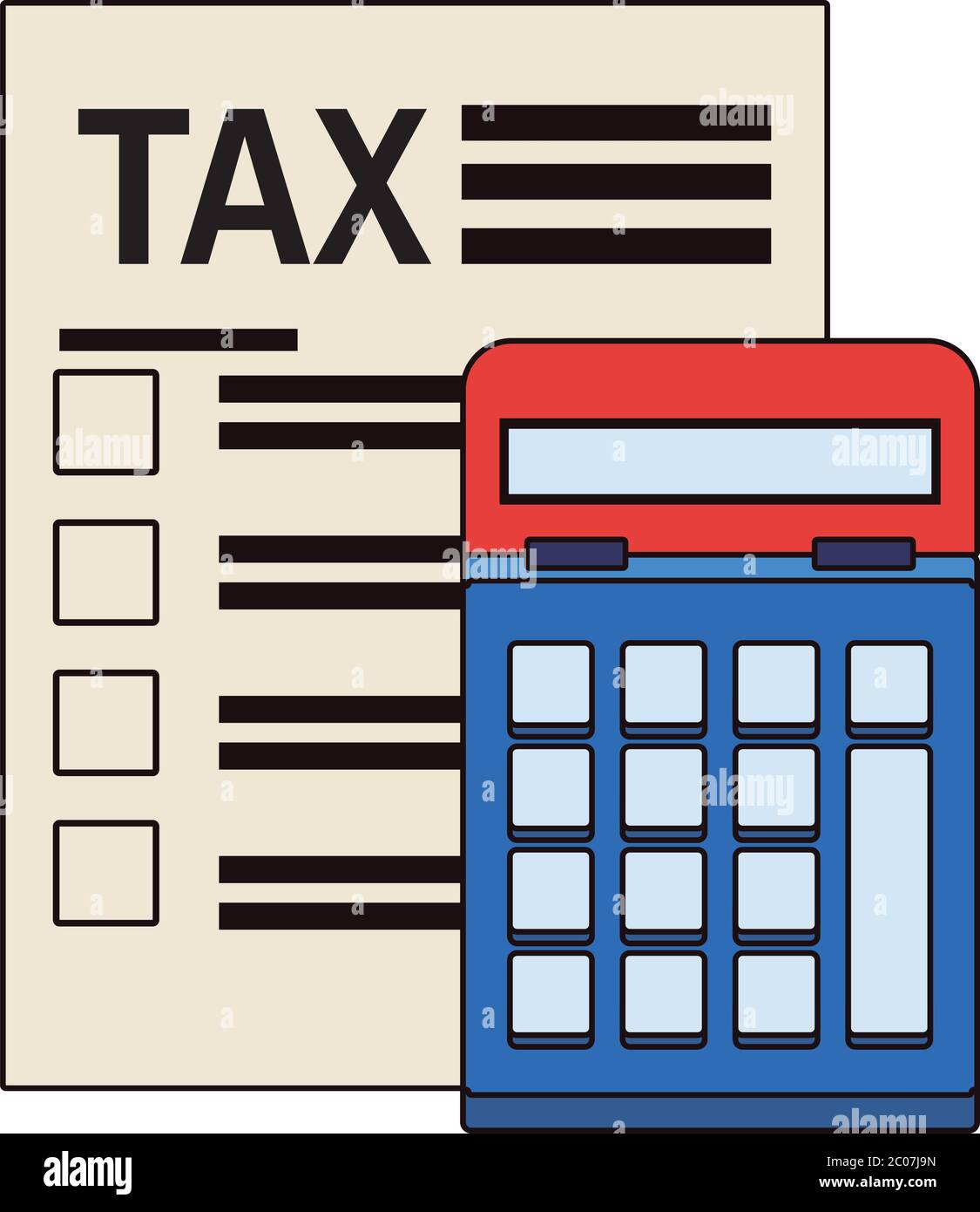 tax financial document paper with calculator vector illustration design ...