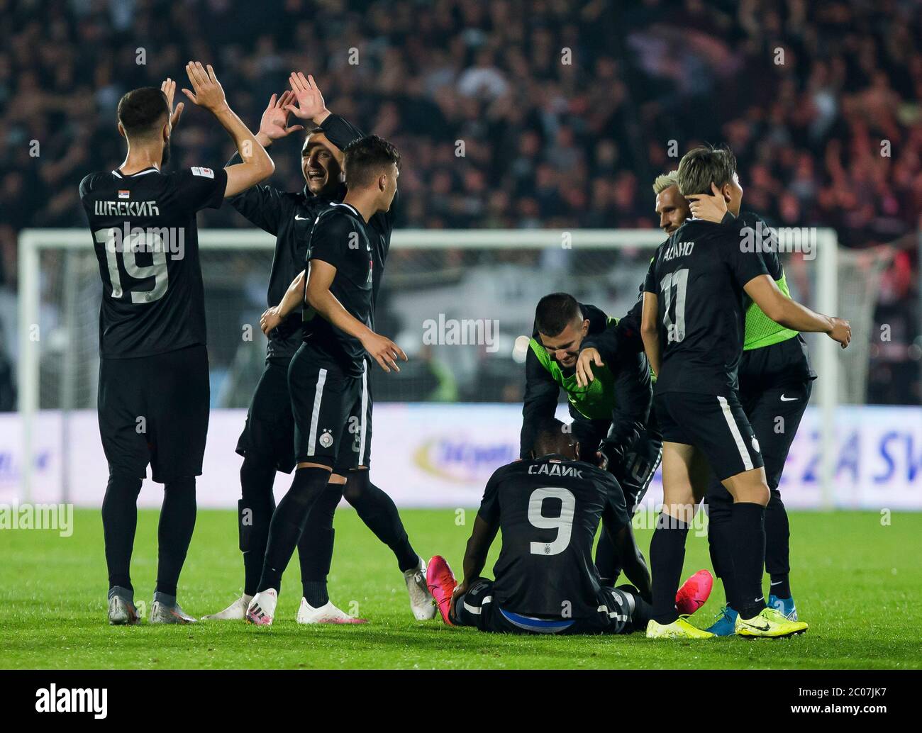 Belgrade, Serbia. 10th June, 2020. The players of Partizan Belgrade ...