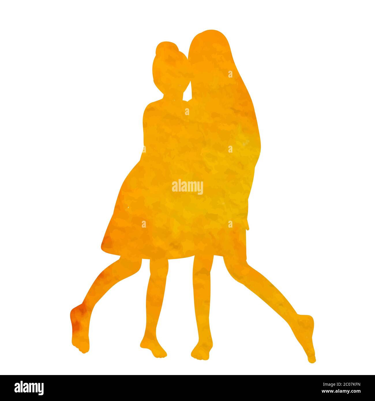 vector, white background, watercolor silhouette orange children Stock ...