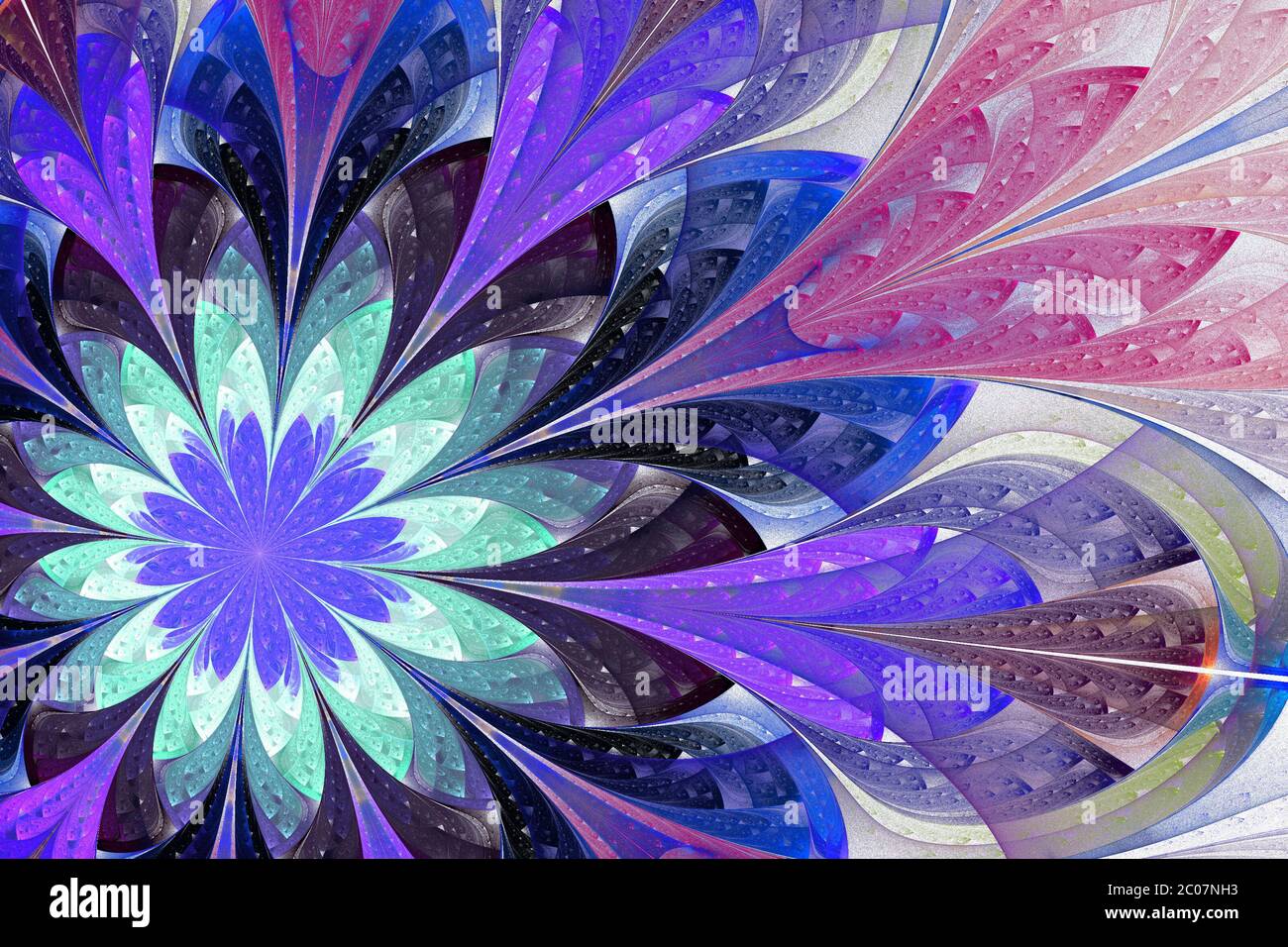 Asymmetrical pattern in stained-glass window style. Blue palette ...