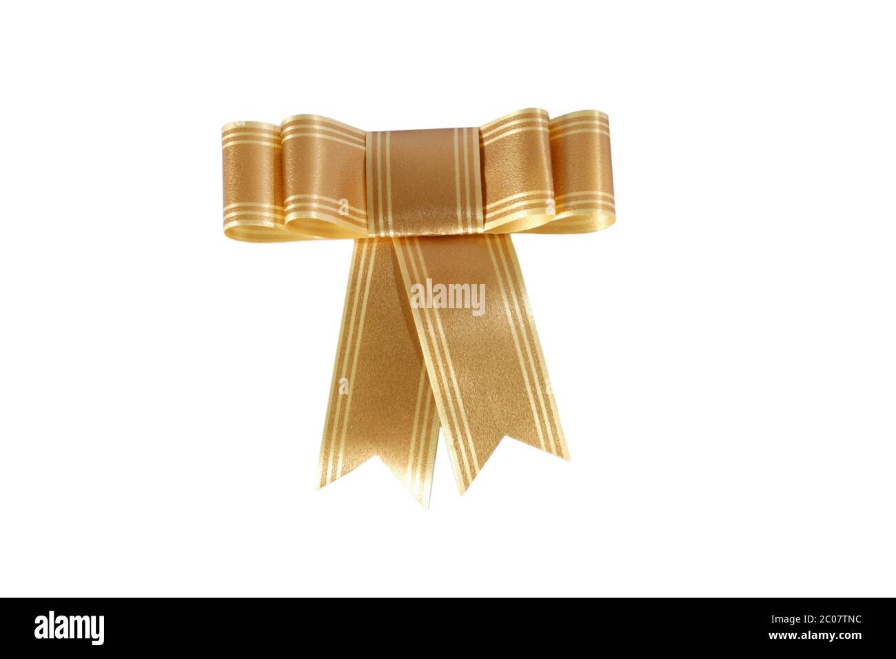 Yellow gift bow on white background Stock Photo - Alamy