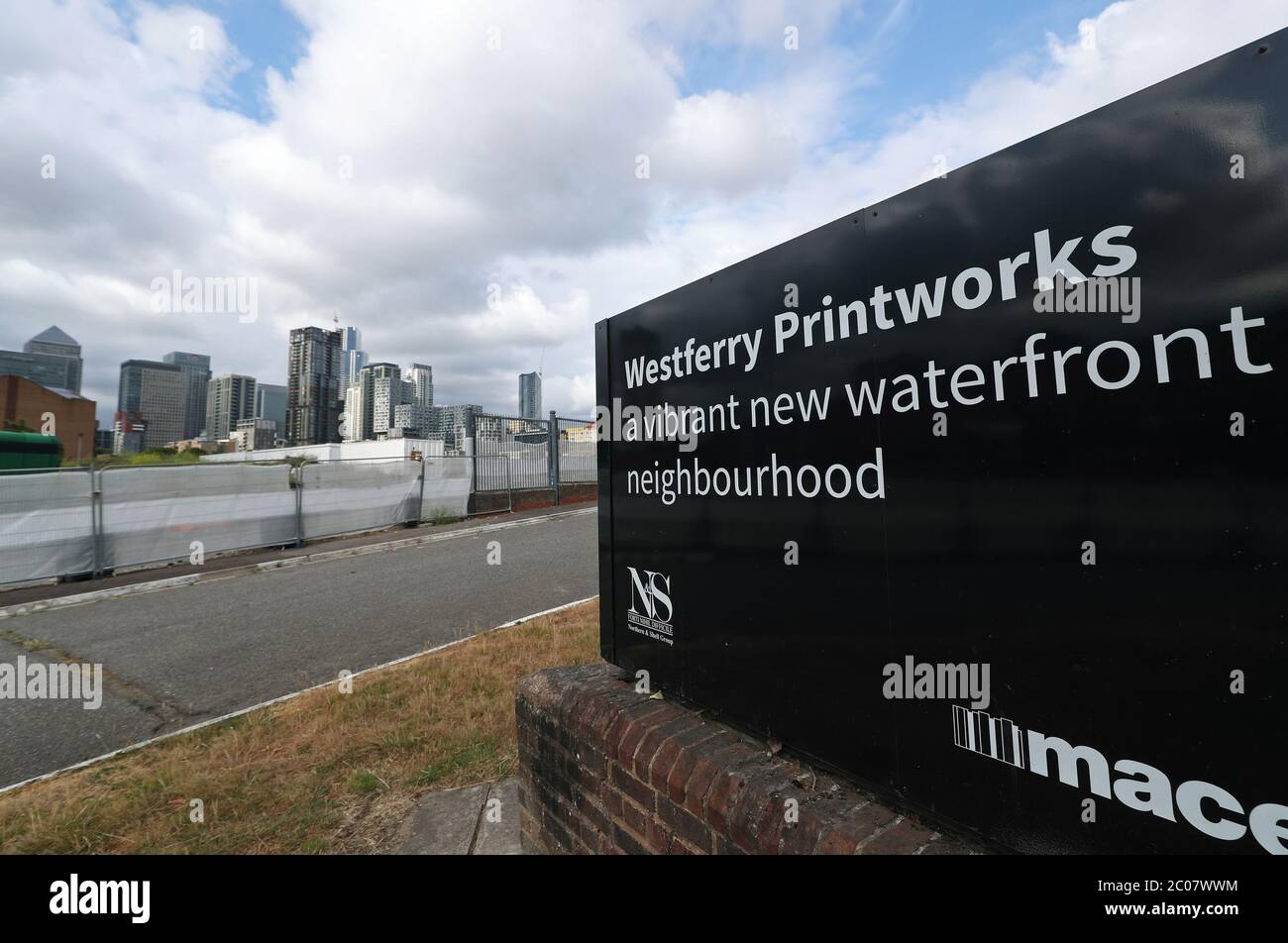A view of the Westferry Printworks site on the Isle of Dogs, east ...