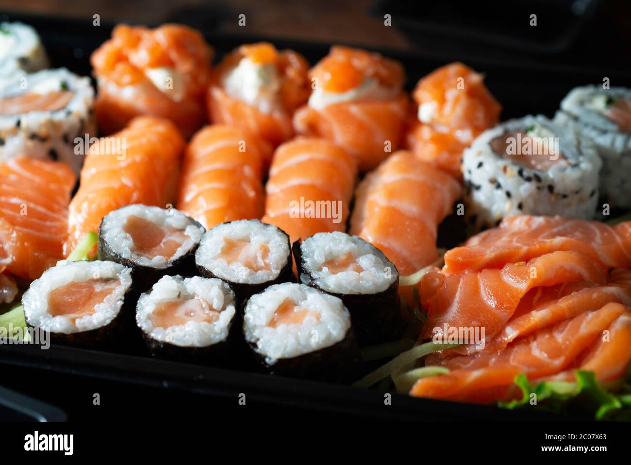 Ready plastic plate of sushi bought in a Brazilian supermarket Stock ...