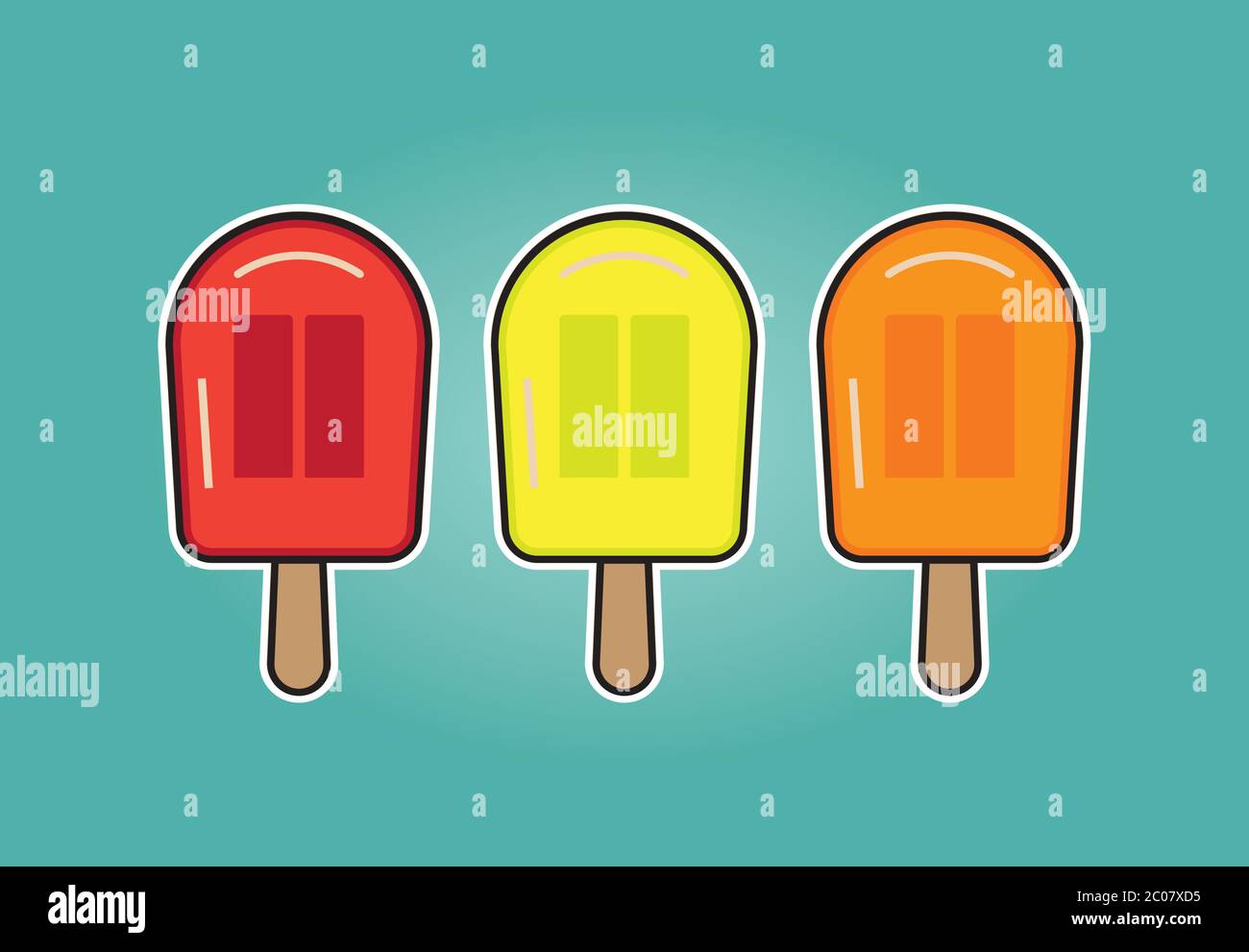 Fruit Ice lolly popsicle treat cartoon vector for summer. Delicious ...