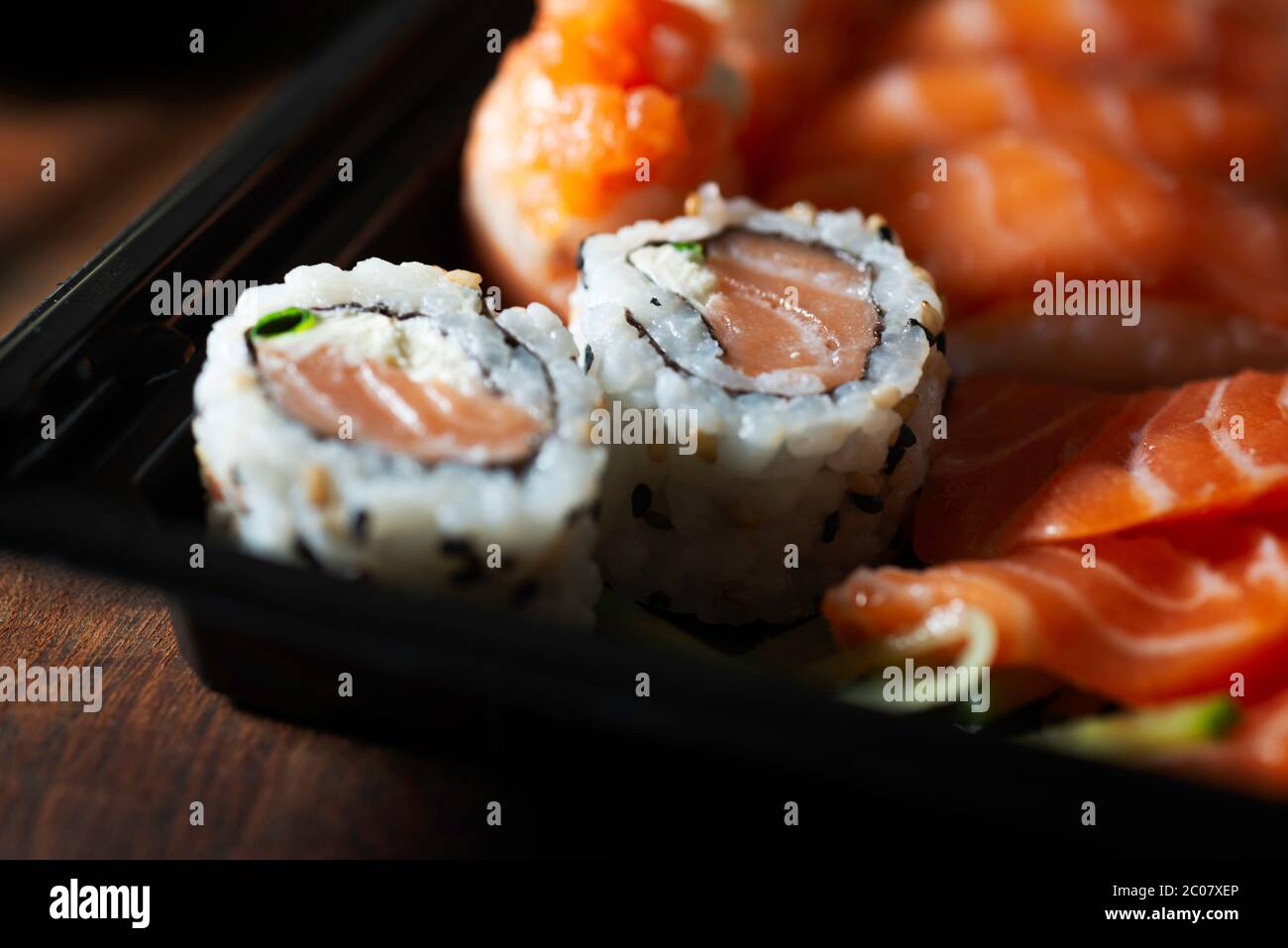 Ready plastic plate of sushi bought in a Brazilian supermarket Stock ...