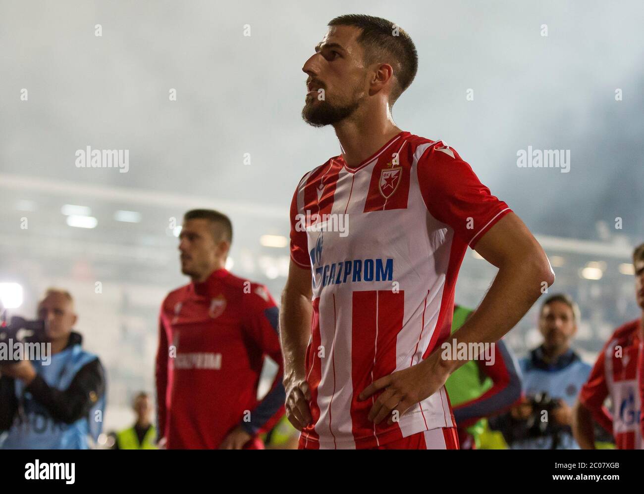 Belgrade, Serbia. 10th June, 2020. Milos Degenek of Crvena Zvezda looks ...