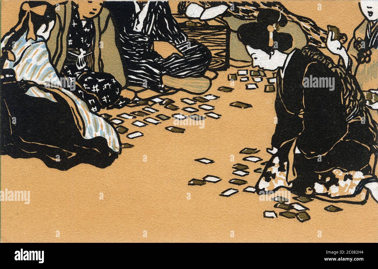 [ 1900s Japan - Playing Karuta ] — Illustration of Japanese women in ...