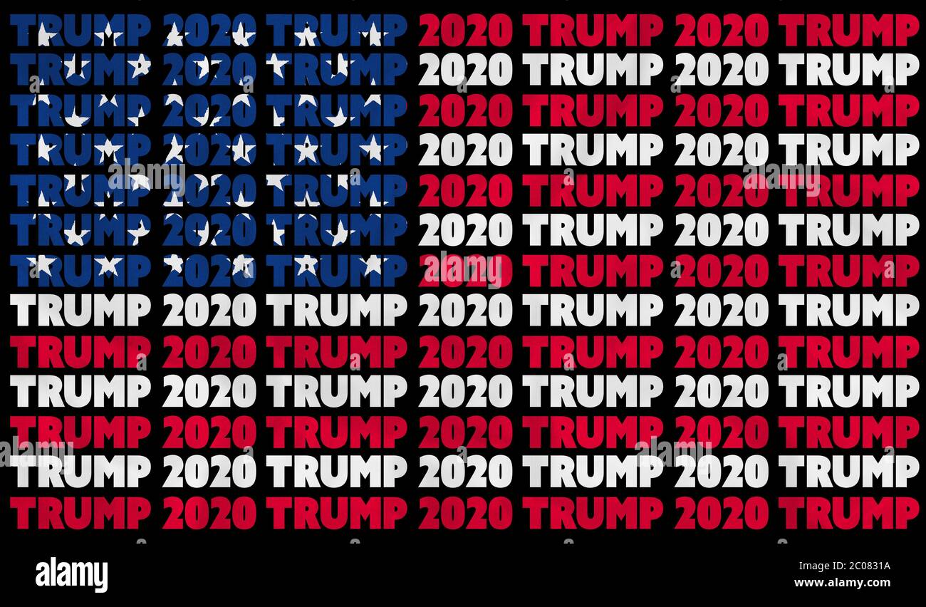 A Donald Trump 2020 text illustration design aligned with the red ...