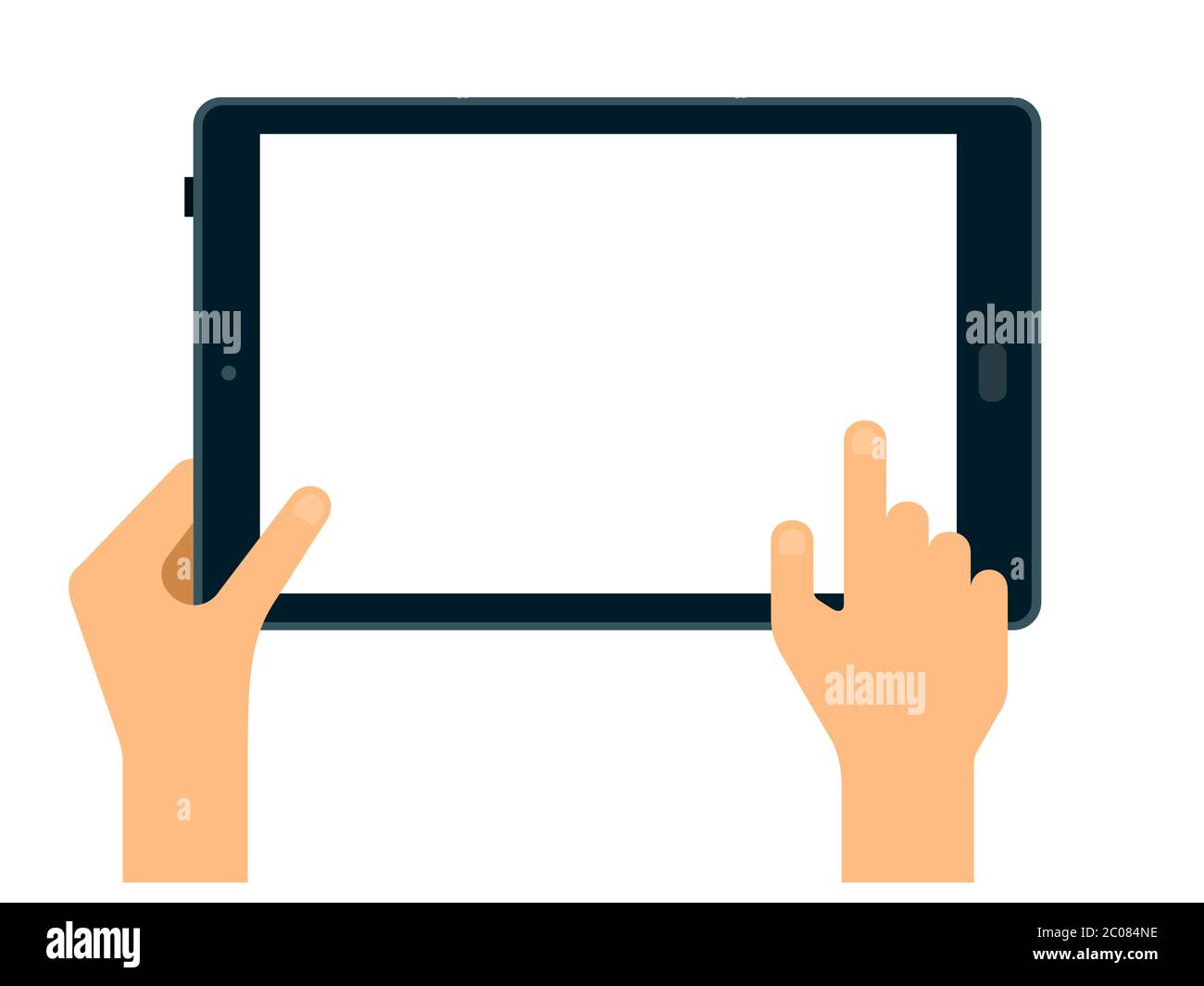 Ordering and delivery of goods using a tablet flat icon vector isolated ...