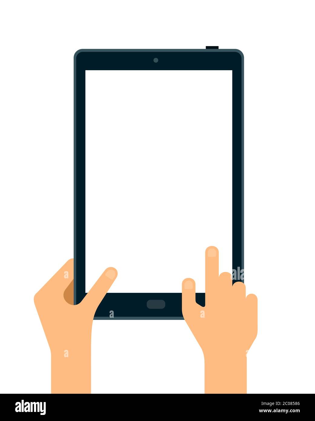 Ordering online food of goods using a tablet flat icon vector isolated ...