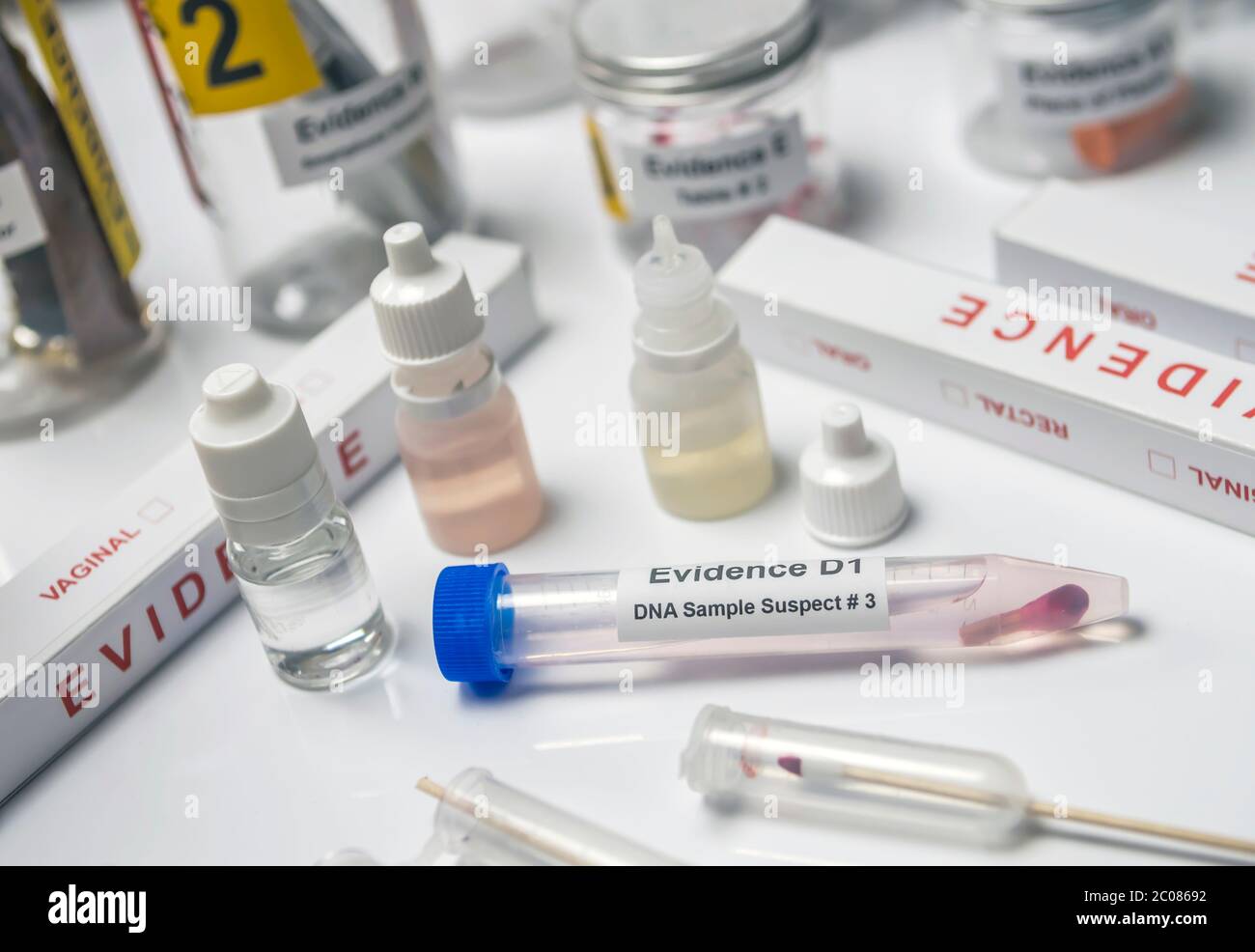 Detail of DNA sampling box in Laboratory forensic equipment, conceptual ...