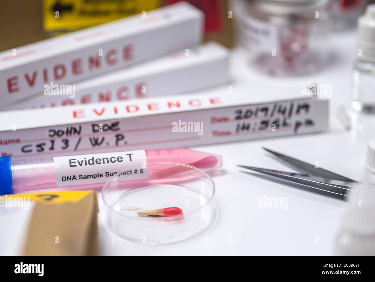 Hematological analysis with forensic test kit in a murder in a crime ...