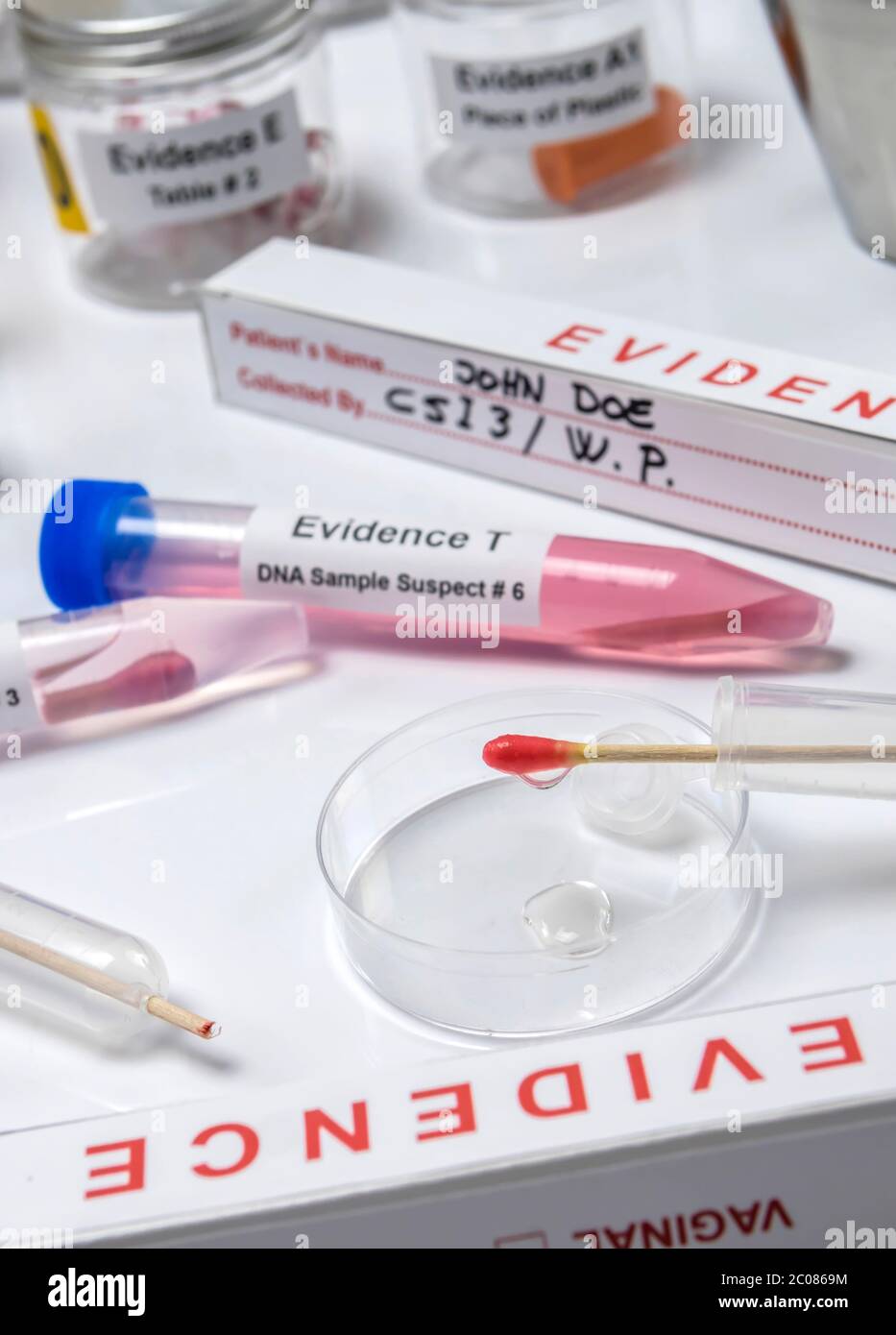 Hematological analysis with forensic test kit in a murder in a crime ...