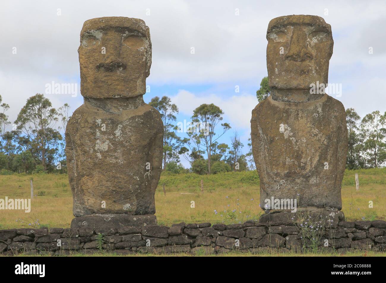 Ahu Akivi, Easter Island moai - the seven explorers Stock Photo - Alamy