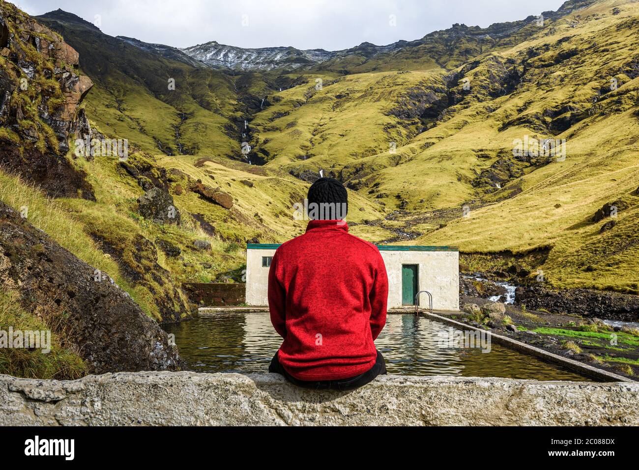 Geothermal swimming pool Seljavallalaug in south Iceland Stock Photo ...