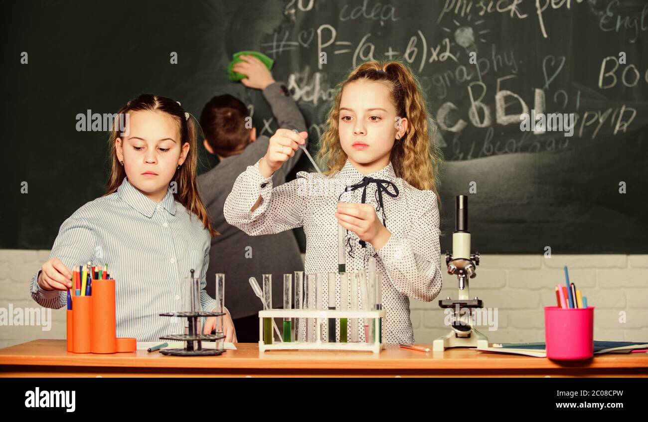 Future technology and science concept. Children study biology or ...