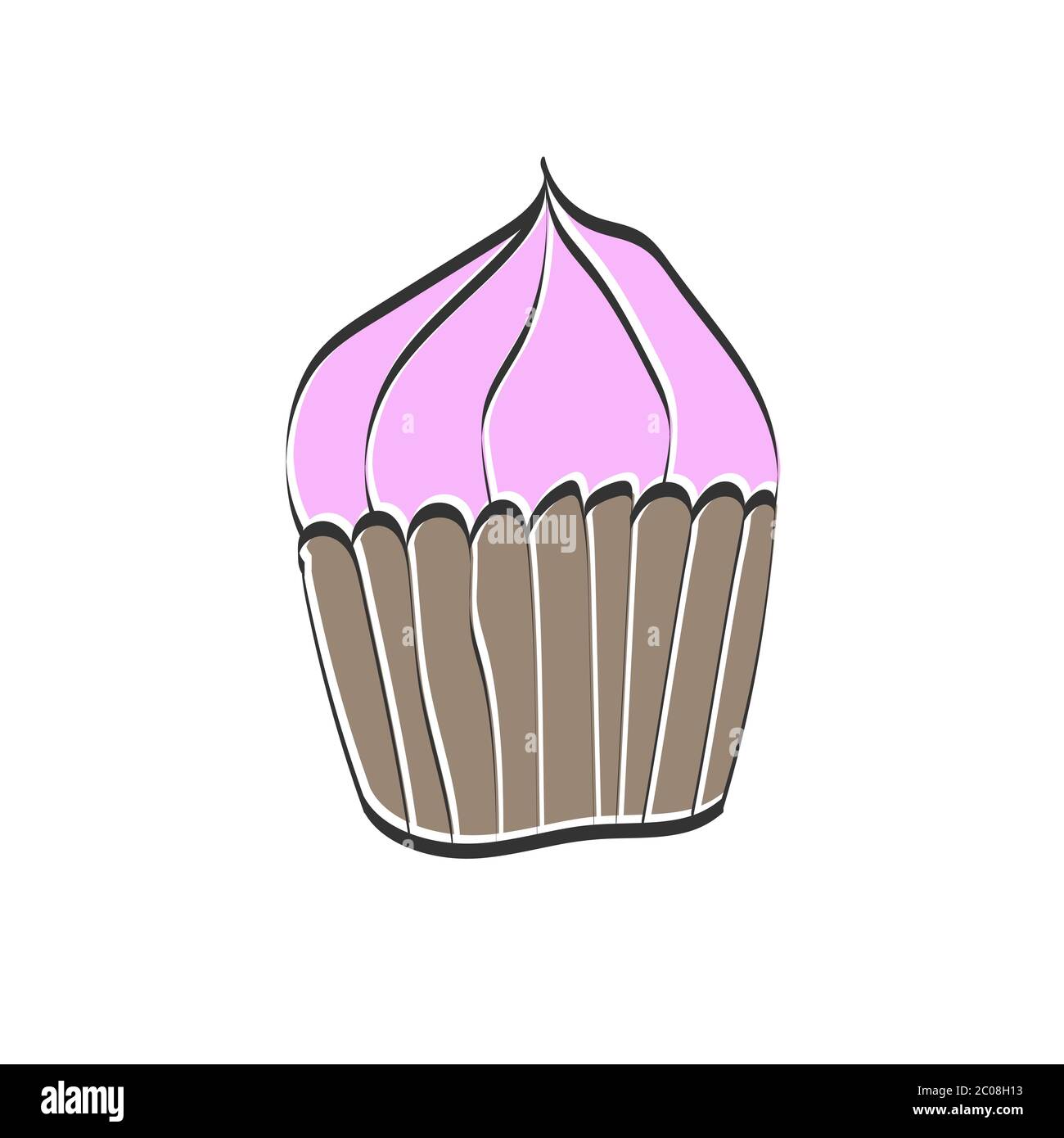 Vector illustration. Doodle style cupcake isolated on white background ...