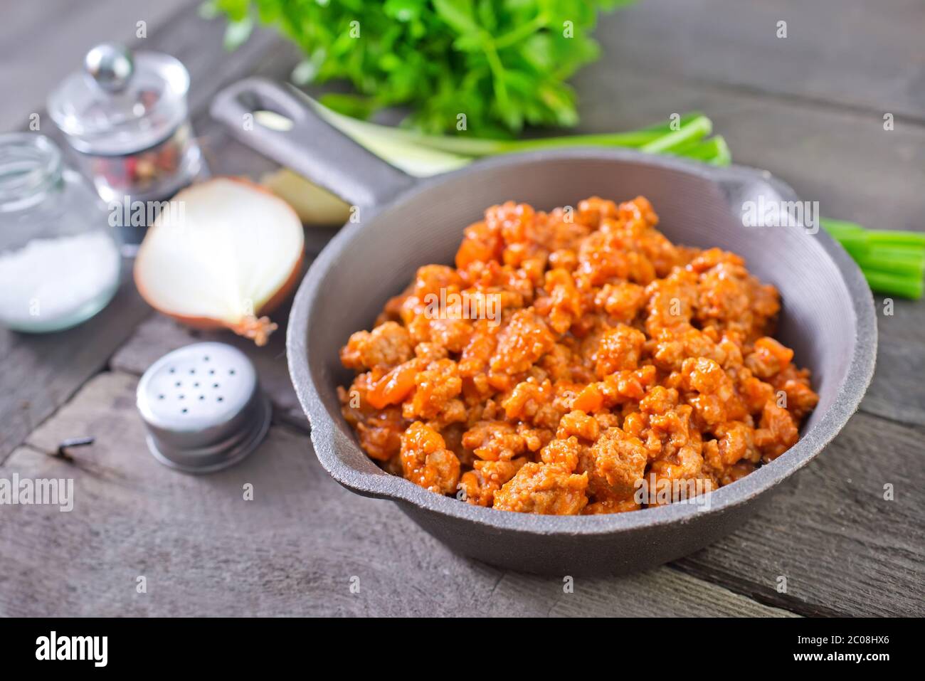 minced meat with tomato sauce Stock Photo - Alamy