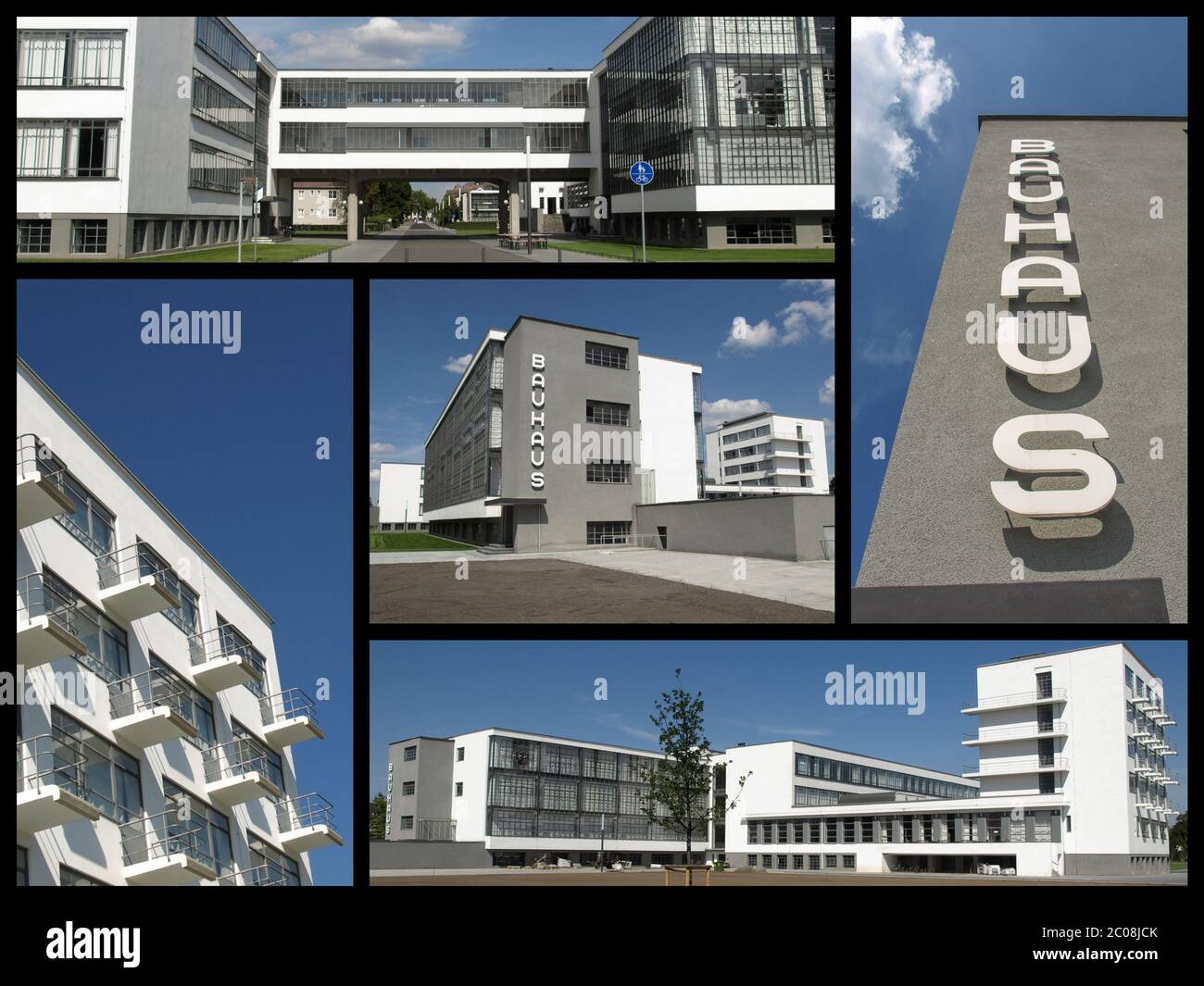 Bauhaus Dessau landmarks collage Stock Photo - Alamy