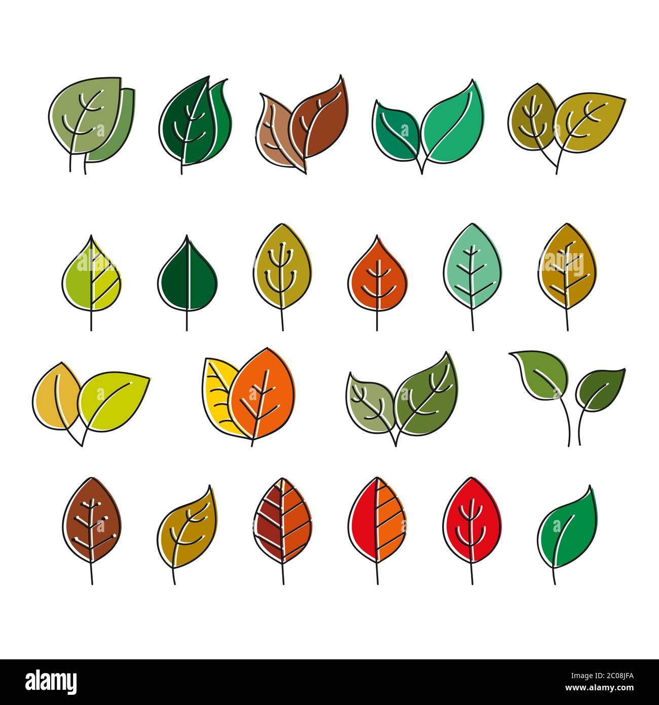 Vector color set of leaves for decoration the illustrations ...