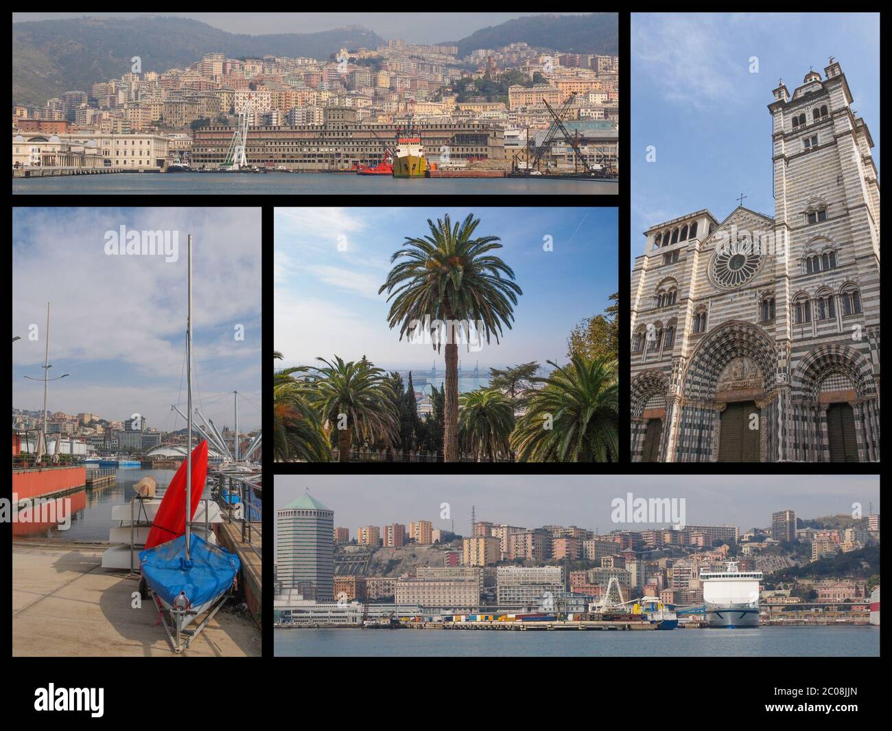 Genoa landmarks collage Stock Photo - Alamy
