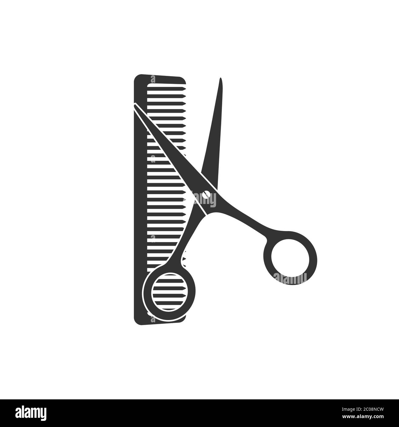 Vector illustration. Scissors and comb isolated on white background ...