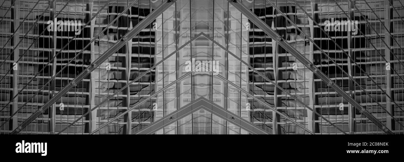 underside panoramic and perspective view to steel glass high rise ...