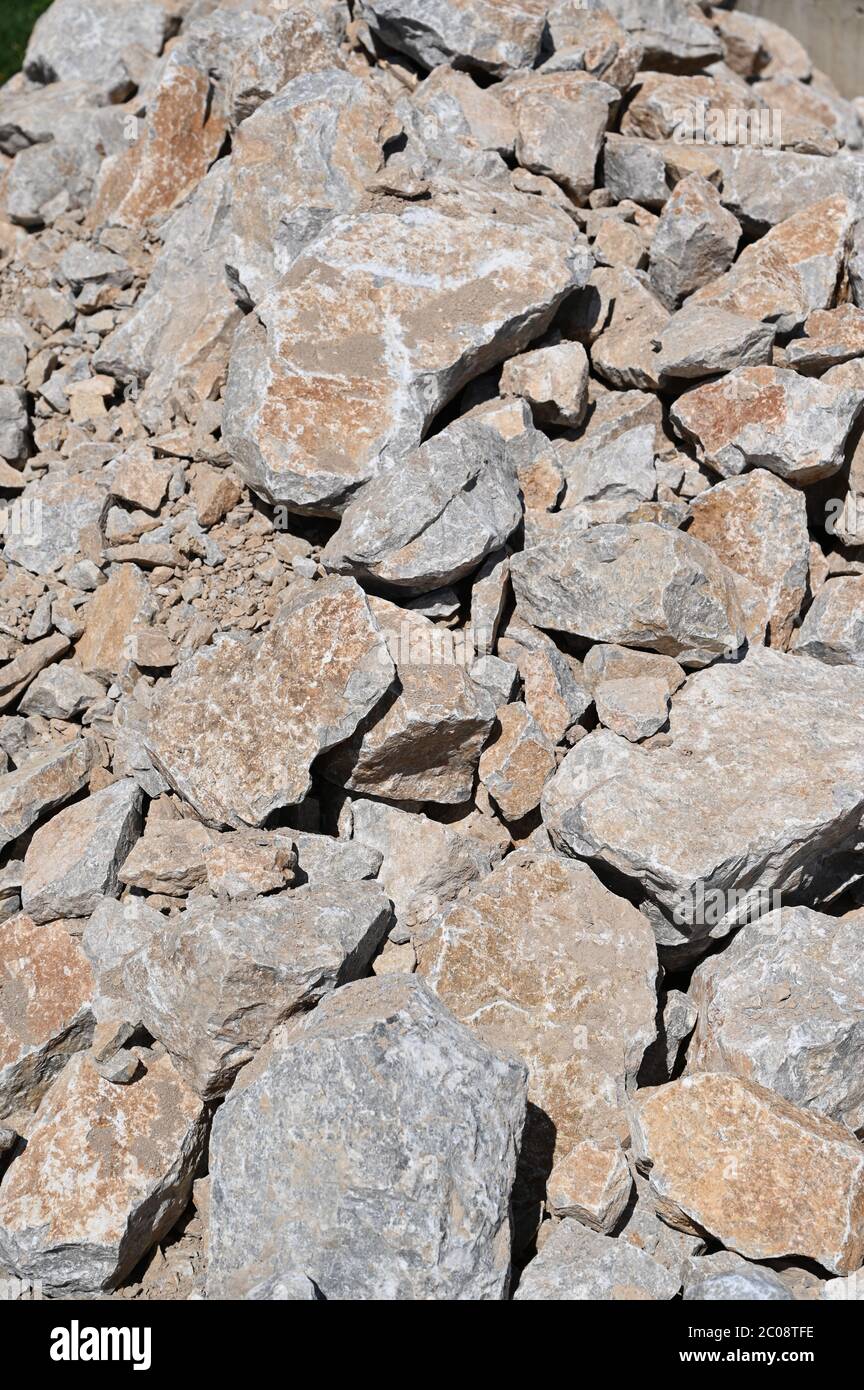 Crushed stone after a dynamite explosion Stock Photo - Alamy