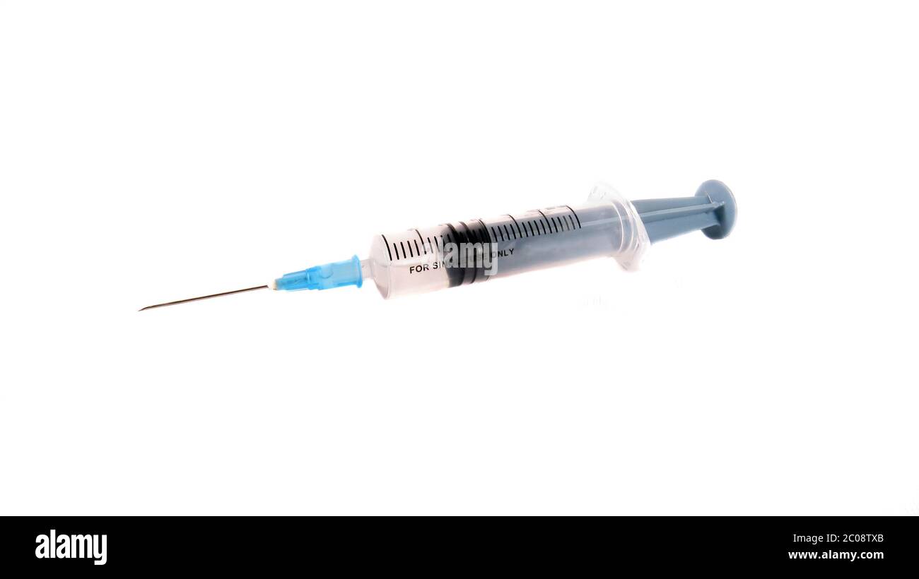 A medicine vaccine injection syrtings isolated on white studio ...