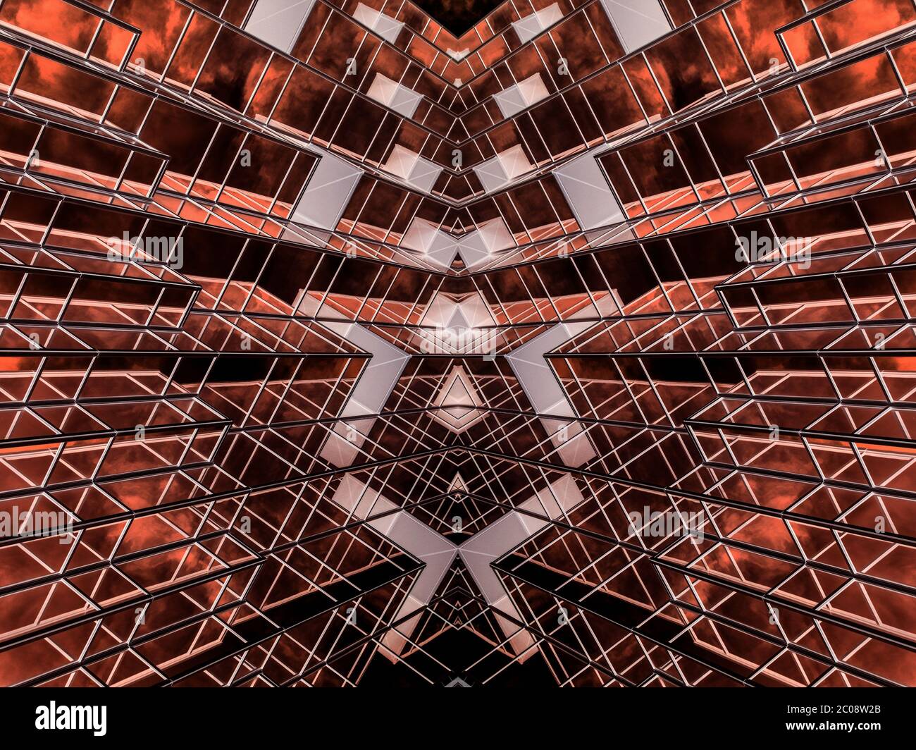 underside panoramic and perspective view to steel glass high rise ...