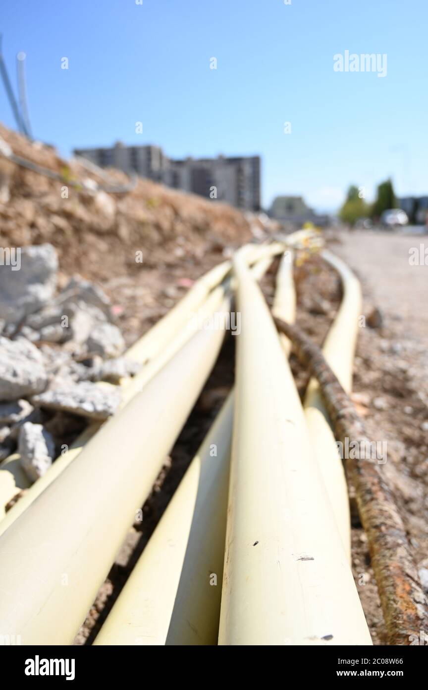 Excavating old telephone cables in my neighborhood Stock Photo - Alamy